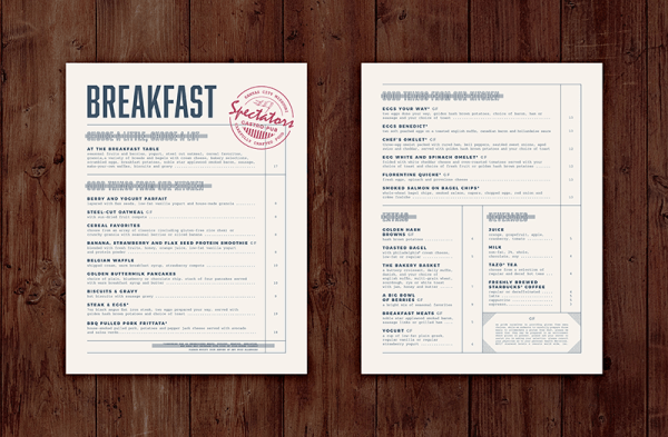 Spectators: Menu Set & Collateral – Graphic Design & Advertising