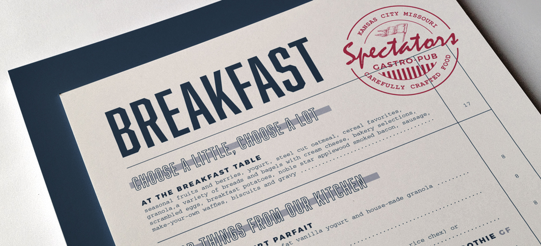 Spectators: Menu Set & Collateral – Graphic Design & Advertising