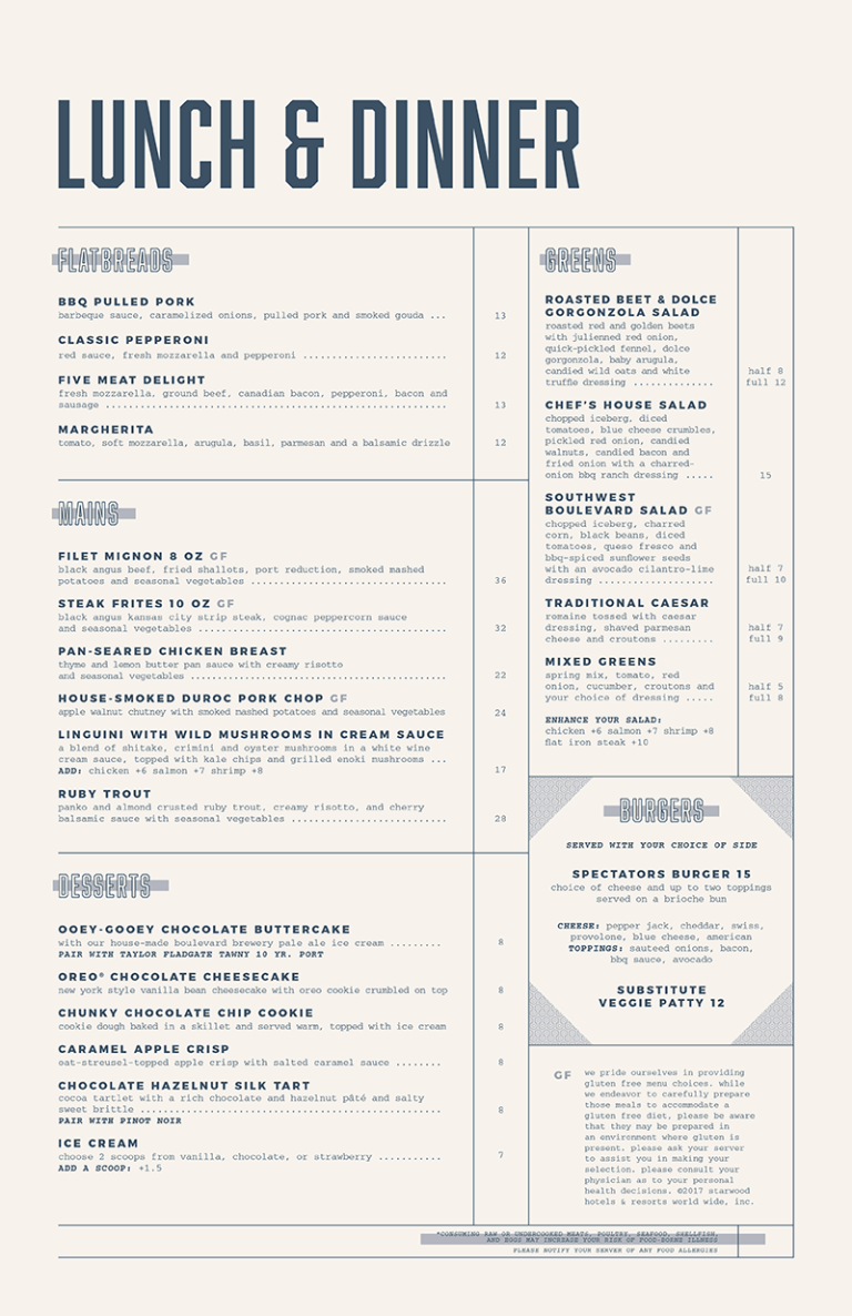 Spectators: Menu Set & Collateral – Graphic Design & Advertising