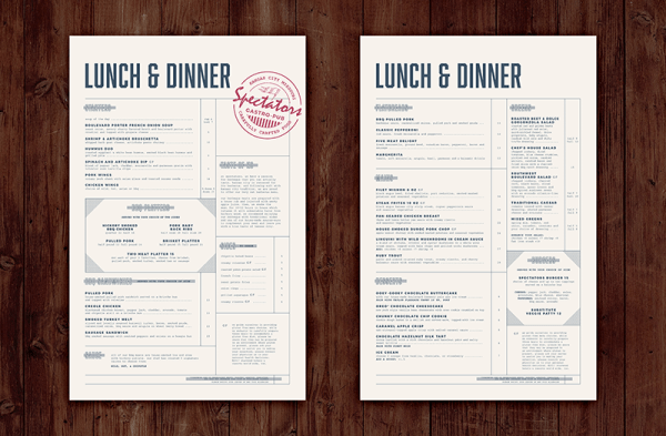 Spectators: Menu Set & Collateral – Graphic Design & Advertising