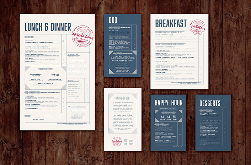 Spectators: Menu Set & Collateral – Graphic Design & Advertising