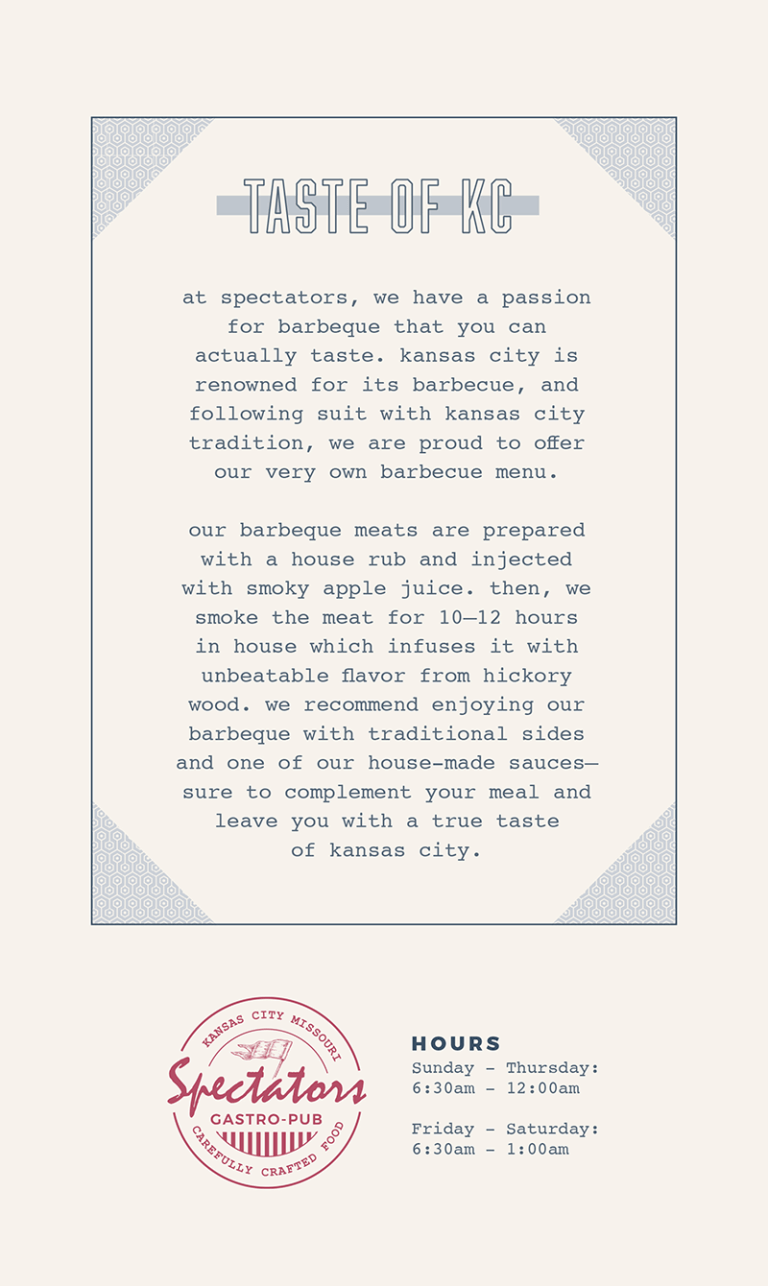 Spectators: Menu Set & Collateral – Graphic Design & Advertising